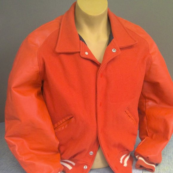 Vintage | Jackets & Coats | Vintage Letterman Varsity Jacket Burnt Orange Bomber Mens Medium ...